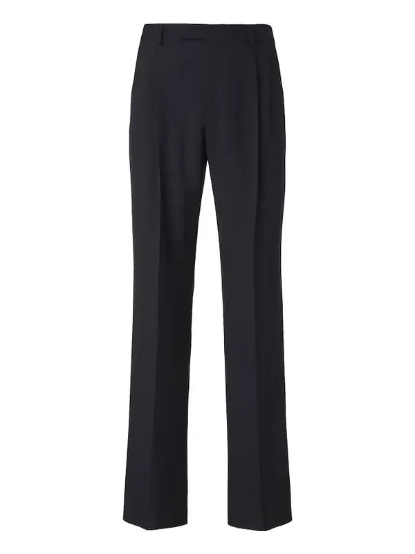 Valentino Garavani Virgin Wool Straight Leg Pants - Blue