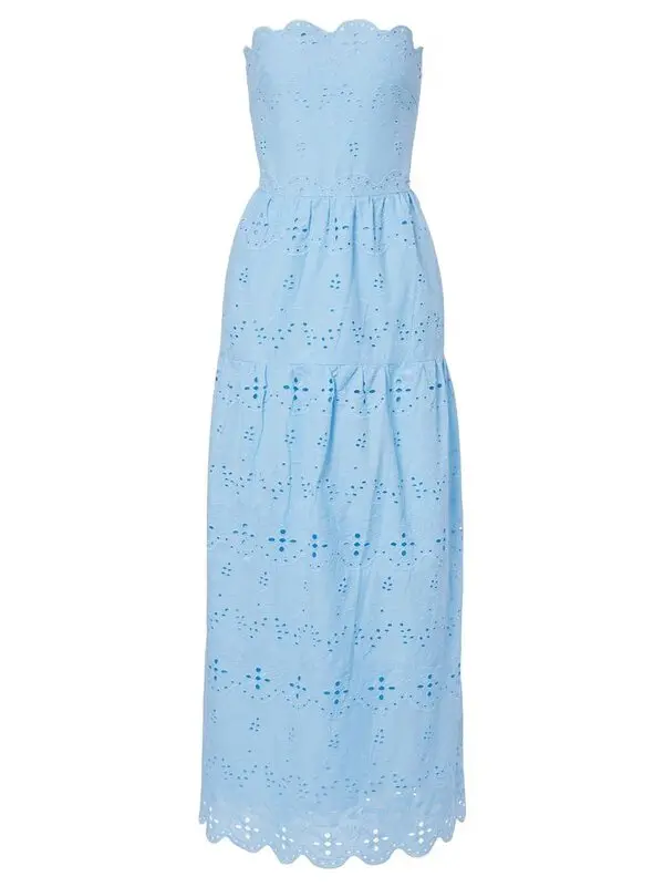 Melissa Odabash Sophie Broderie Anglaise Cotton Maxi Dress - Blue