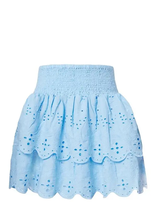 Melissa Odabash Riri Broderie Anglaise Cotton Mini Skirt - Blue