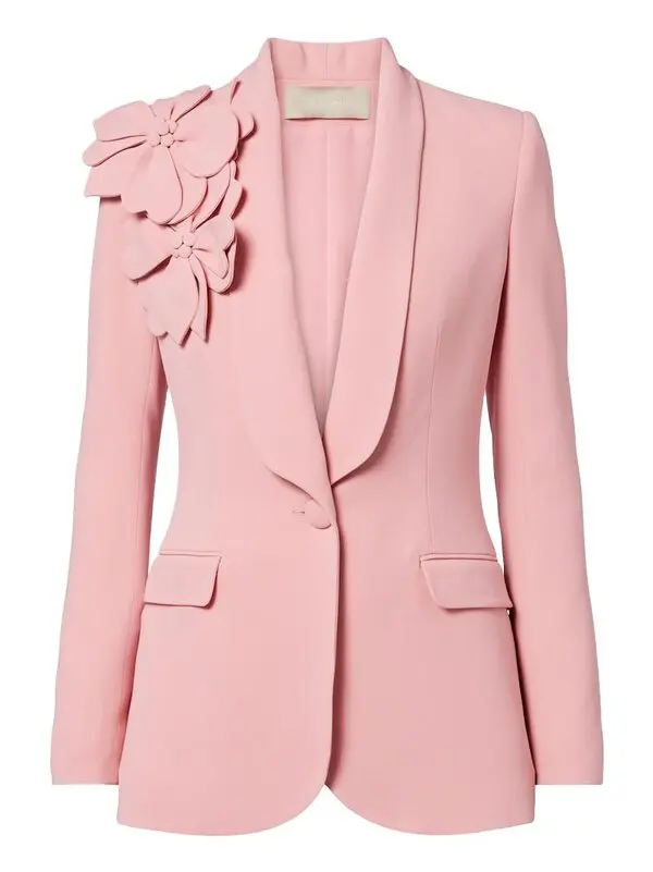 Elie Saab Floral-appliqué Cady Blazer - Pink