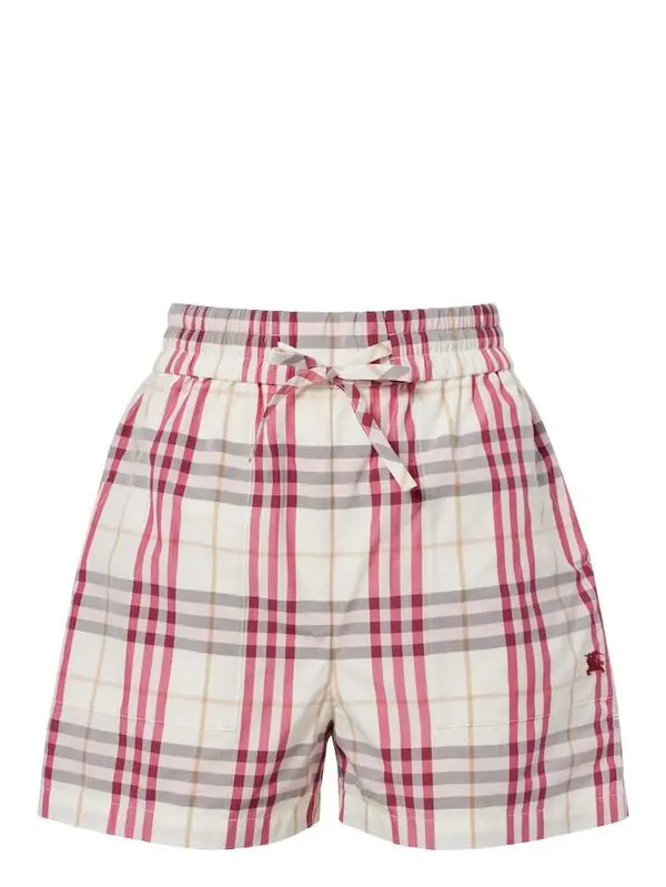 Burberry Checked Cotton Shorts - White