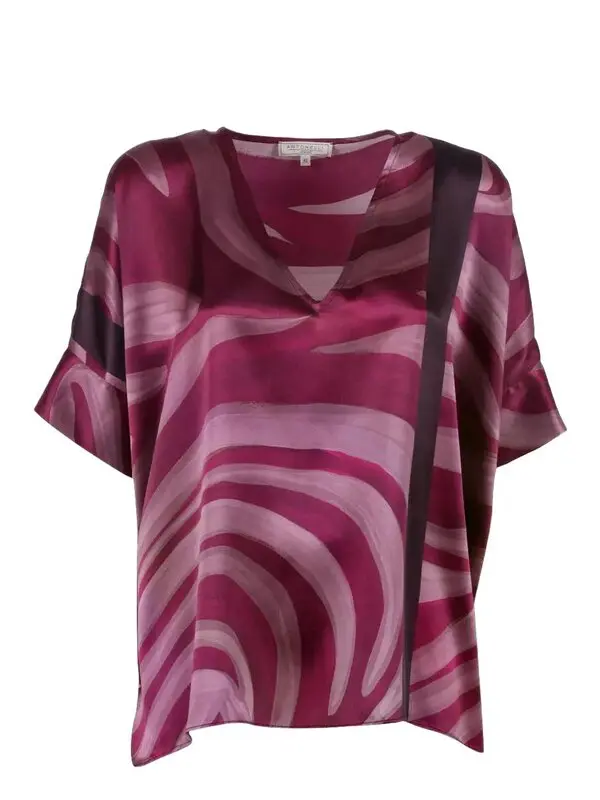 Antonelli Firenze Abstract Print Silk T-shirt - Pink