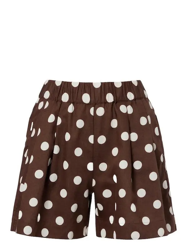Asceno Zurich Polka-dot Linen And Cotton Shorts - Brown