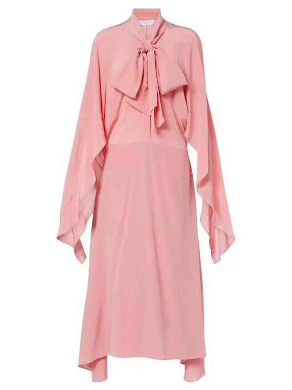 Stella McCartney Silk Midi Dress With Self-tie Collar - Pink