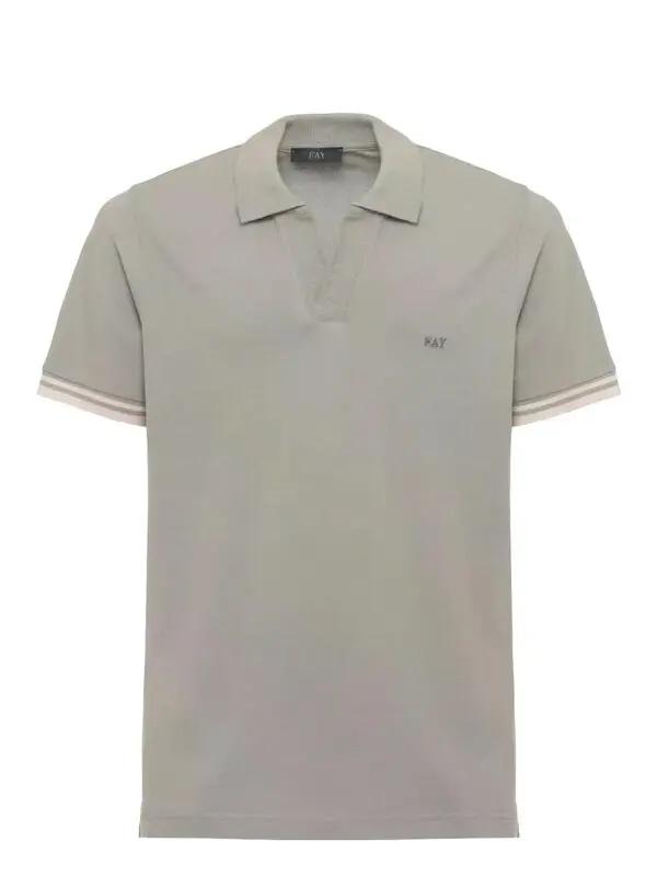 FAY Logo-embroidered Striped-trim Polo Shirt - Green