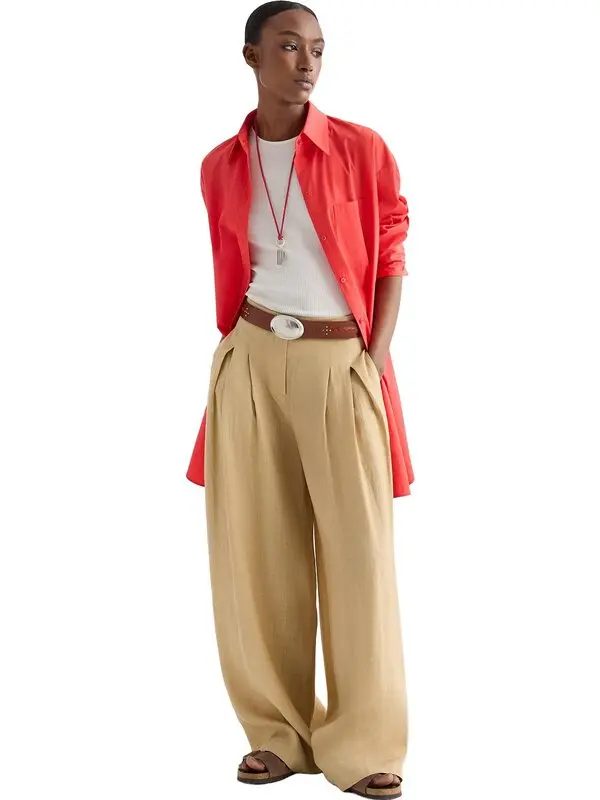 TWP Big Joe Shirt Dress In Superfine Cotton - Tomato