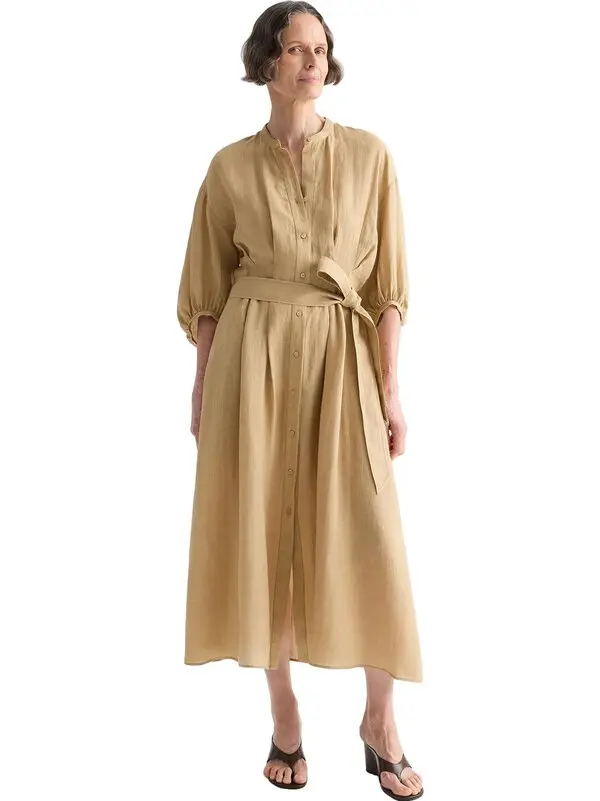 TWP Fluid Linen Maxi Dress With Poet Sleeves - Candied Ginger