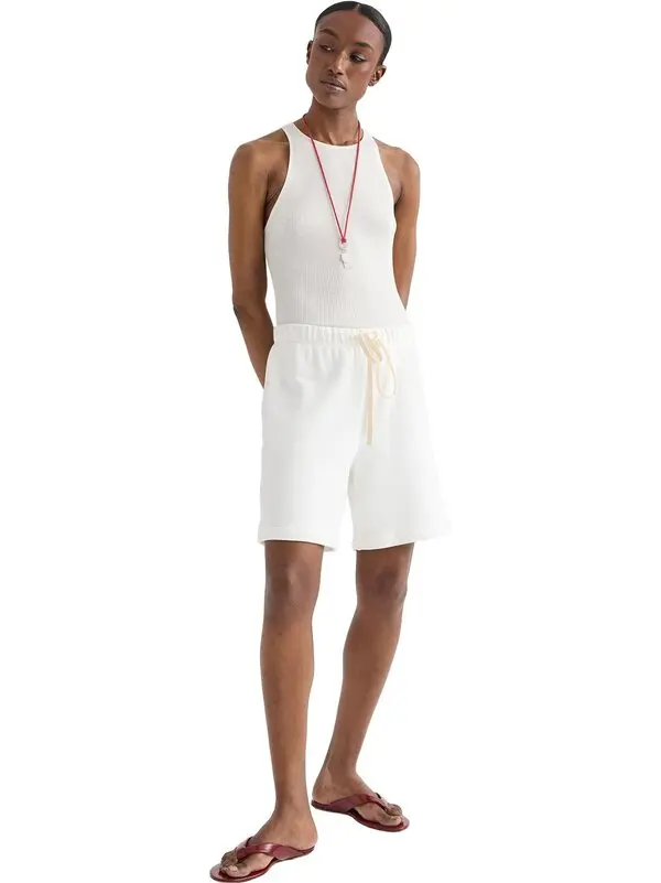 TWP Lightweight Sweatshort With Drawstring - White