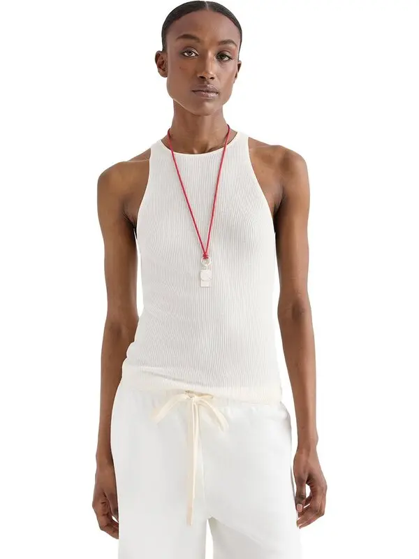 TWP Ribbed Viscose Silk Tank - Ivory
