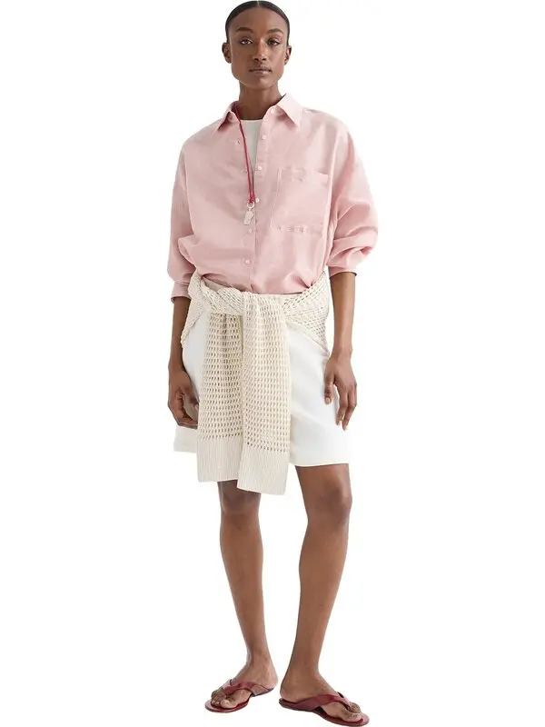 TWP Something Borrowed" Striped Cotton Shirt - White / Red