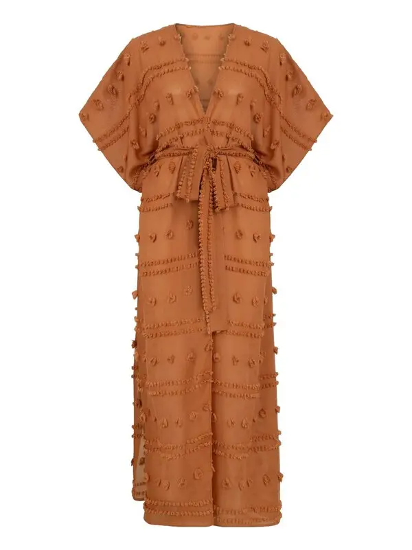 LILAMIE Capri Sleeveless Belted Waist Duster - Orange