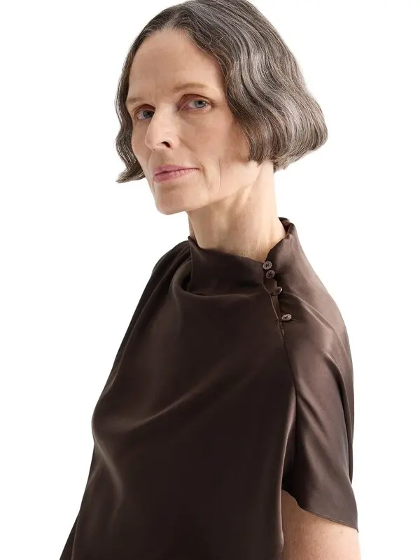 TWP Washed Silk Charmeuse Asymmetric Top - Delicioso