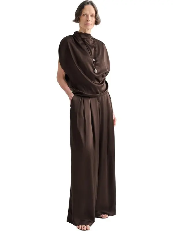 TWP Drew Wide-leg Silk Charmeuse Trousers - Delicioso