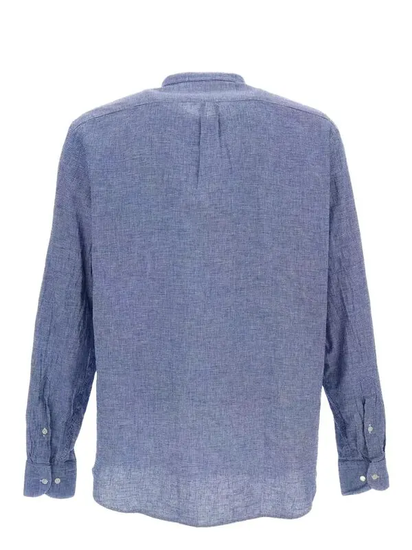 B.D.BAGGIES Check-pattern Band-collar Shirt - Blue