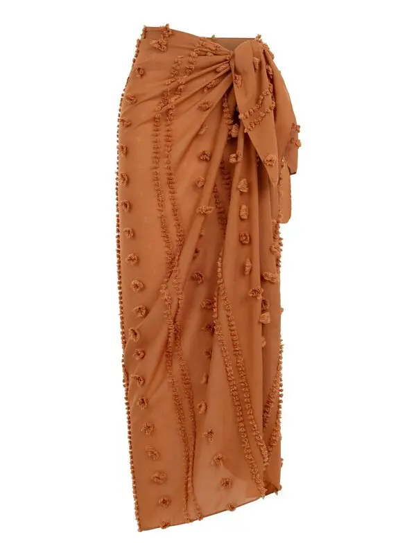 LILAMIE Capri Side Tie Pareo Skirt - Orange