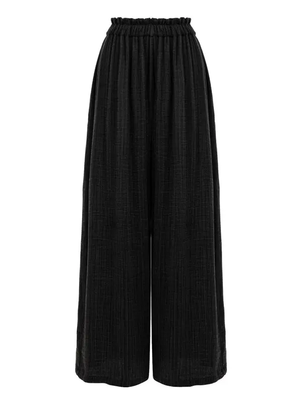 LILAMIE Bruges Loose Fit Elastic Waist Long Pants - Black