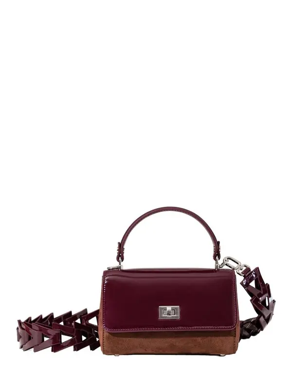 JURGI BRAND Mulberry Patent Leather & Suede Lili Top Handle Bag - Brown