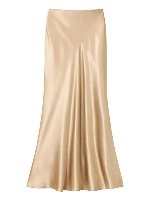 Lafayette 148 New York Satin Bias Cut Maxi Skirt - Natural