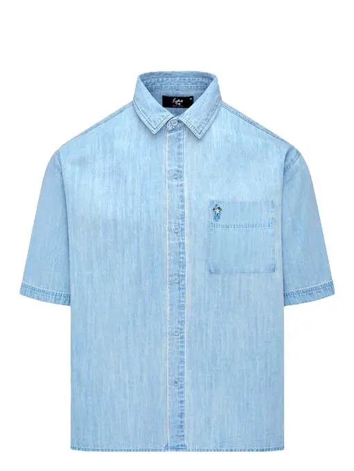 EASTSIDE GOLF Boxford Short Sleeve Cotton Button-up Shirt - Indigo
