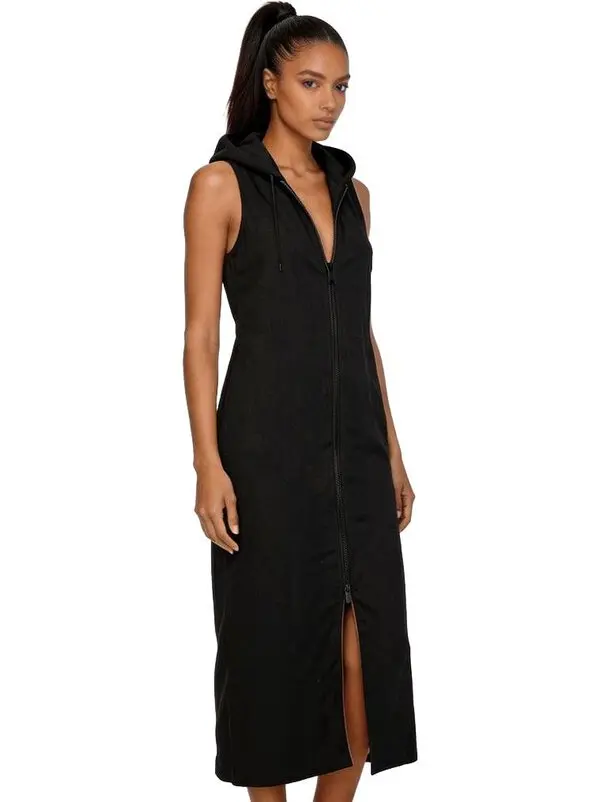 LAS LOUNGEWEAR Leeward Linen Maxi Dress With Hood - Black