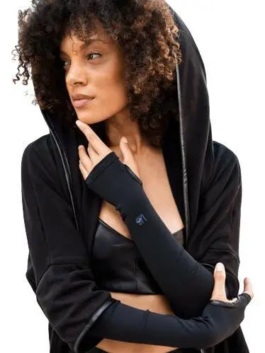 LAS LOUNGEWEAR Compression Wrap With Hood And Thumb Holes - Black