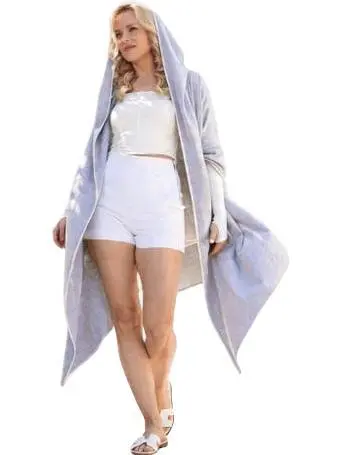 LAS LOUNGEWEAR Compression Wrap With Hood And Thumb Holes - Grey/white Combo