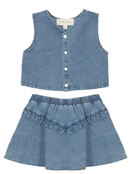 MABEL + HONEY Zoey Denim Two-piece Dress Set - Blue