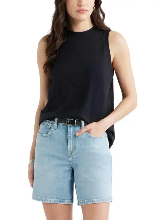 Caslon Sleeveless Cotton-blend Knit Top - Black