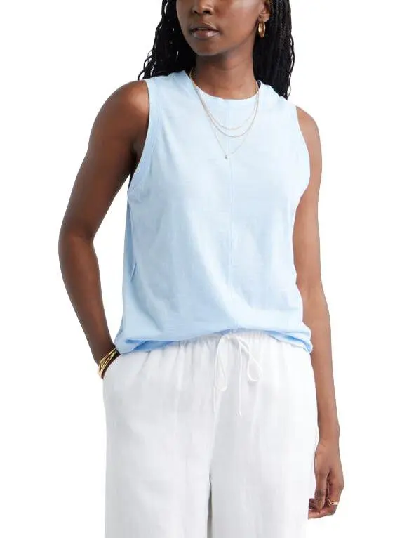 Caslon Sleeveless Cotton-blend Knit Top - Blue Windsurfer