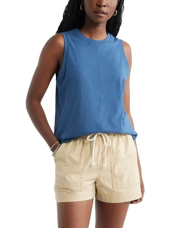 Caslon Sleeveless Cotton-blend Knit Top - Navy Denim