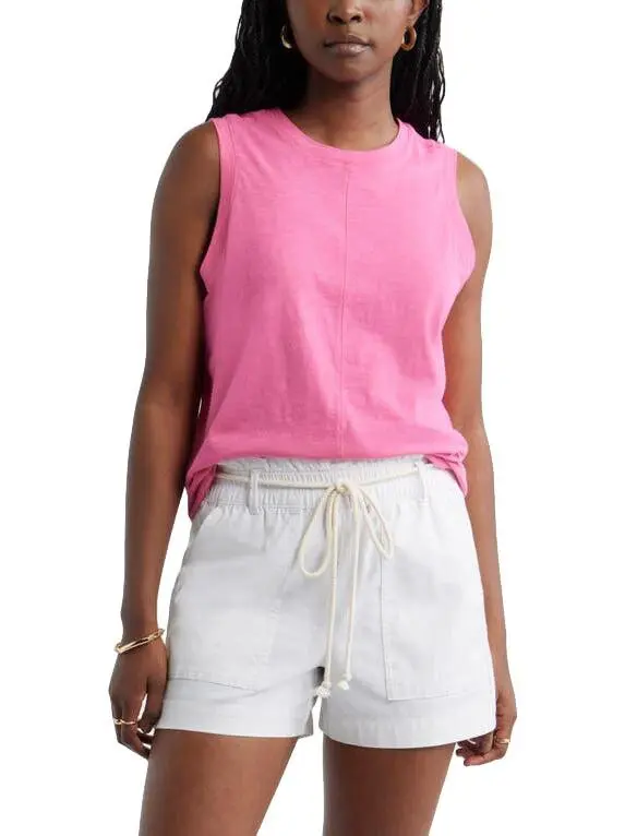 Caslon Sleeveless Cotton-blend Knit Top - Pink Shock