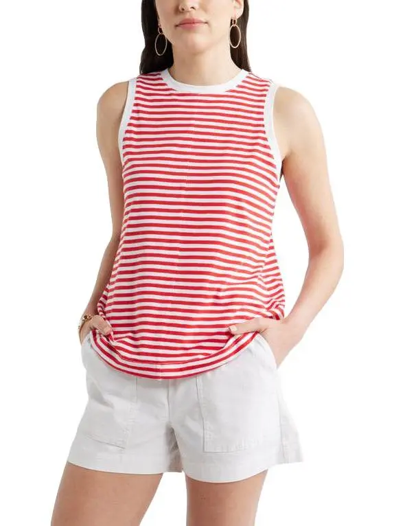 Caslon Sleeveless Cotton-blend Knit Top - Red- White Brooke Stripe