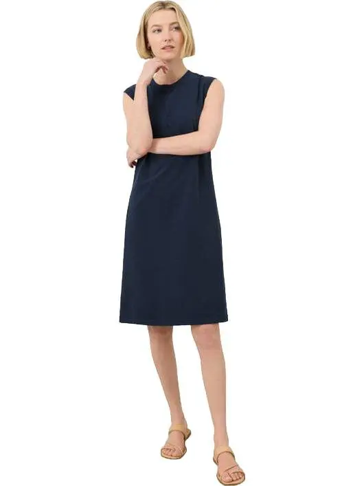 PACT Organic Cotton Soft-slub Essential Easy Muscle Tee Dress - Navy