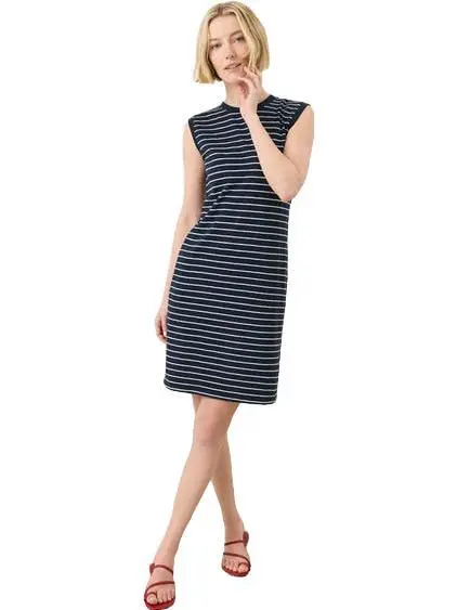 PACT Organic Cotton Soft-slub Essential Easy Muscle Tee Dress - Saranac Stripe
