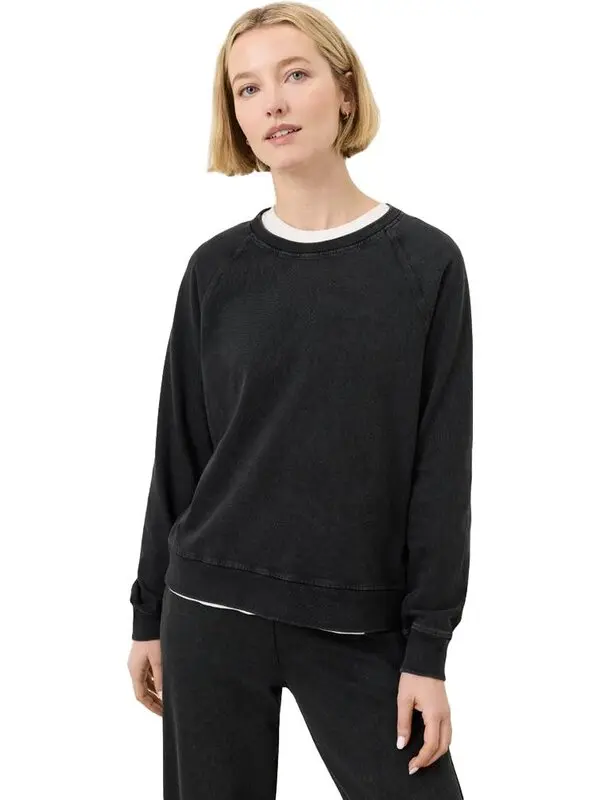 PACT Organic Cotton Relaxed Raglan Sweatshirt - Washed Black