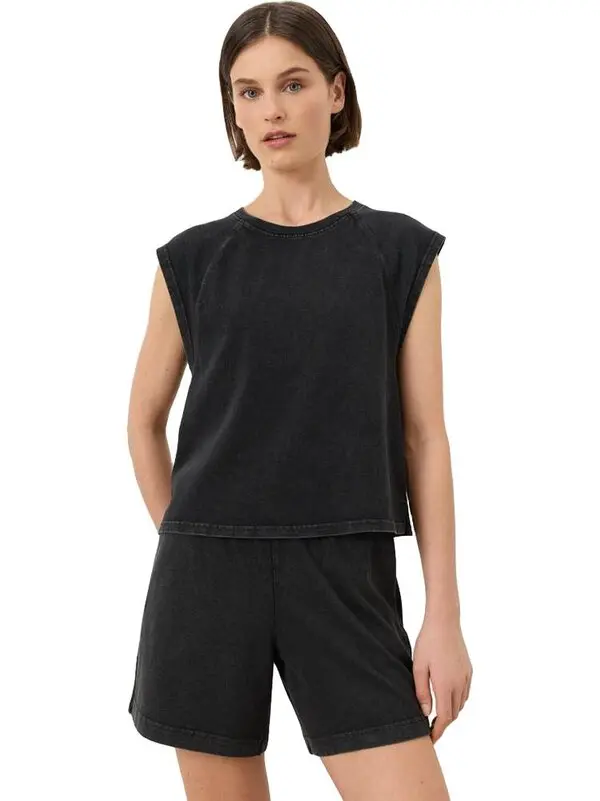 PACT Organic Cotton Raglan Muscle Tee - Washed Black