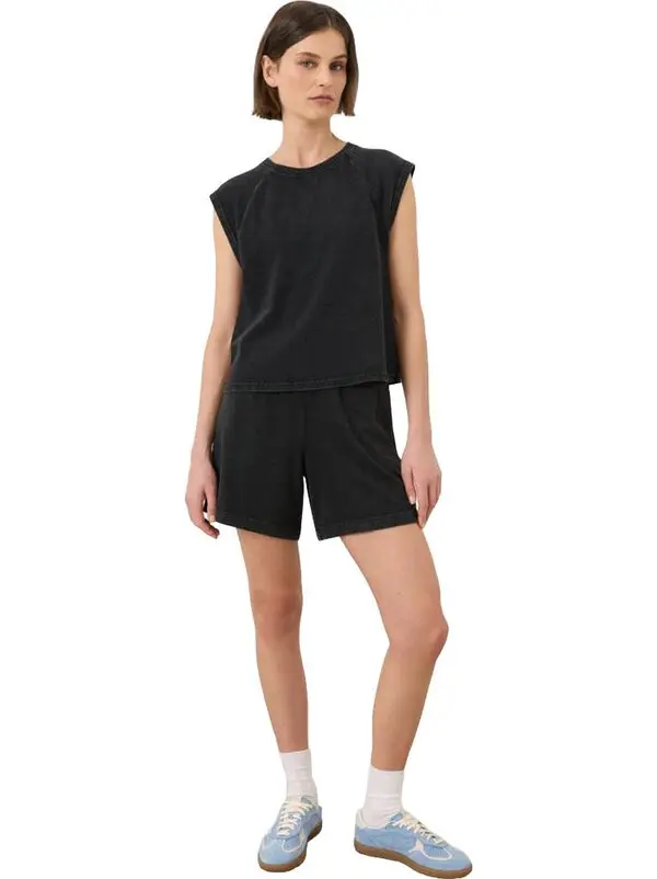 PACT Organic Cotton Raglan Muscle Tee - Washed Black