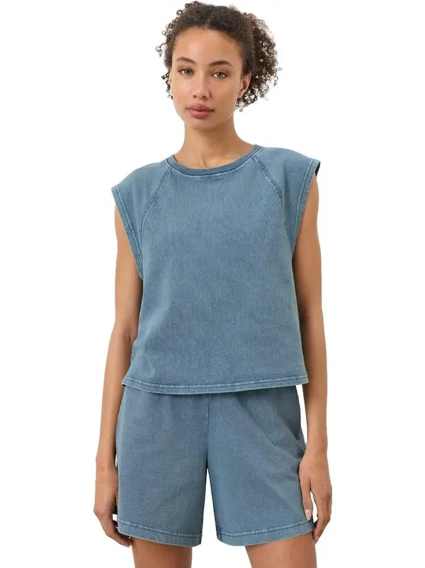 PACT Organic Cotton Raglan Muscle Tee - Washed Wedgewood Blue