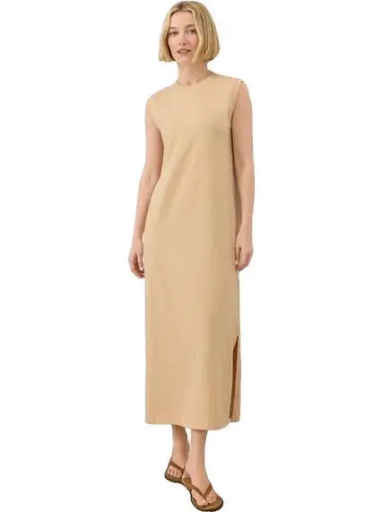 PACT Organic Cotton Soft-slub Essential Easy Muscle Tee Maxi Dress - Golden Sand