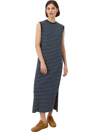 PACT Organic Cotton Soft-slub Essential Easy Muscle Tee Maxi Dress - Saranac Stripe