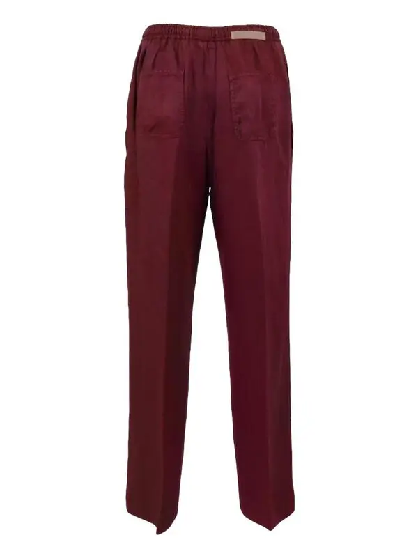 BRIGLIA 1949 Burgundy Slub Texture Drawstring Trousers - Red