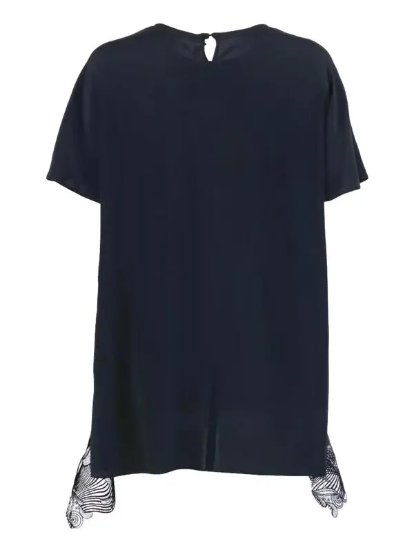 Fabiana Filippi Lace-trimmed Crepe De Chine Top - Blue