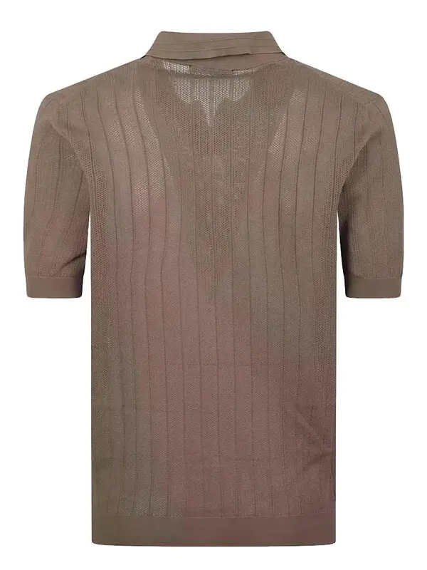 CRUCIANI Ribbed-knit T-shirt - Brown