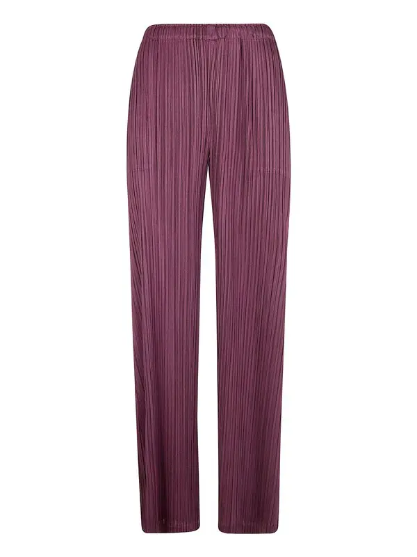 PLEATS PLEASE High Rise Straight Leg Pleated Trousers - Red