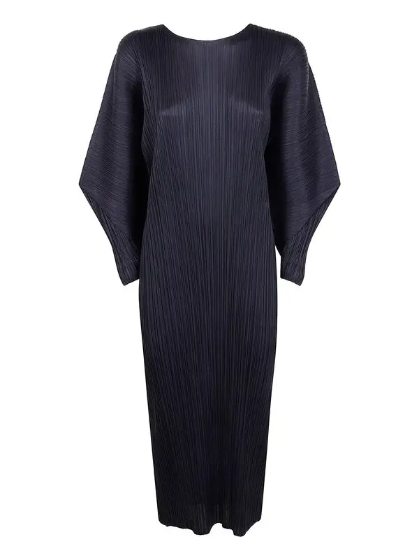 PLEATS PLEASE Skyline" V-neck Polyester Dress With Permanent Pleats - Black