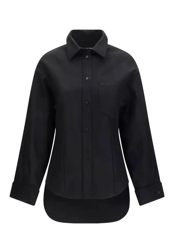 Balenciaga Embroidered Logo Cotton Shirt - Black