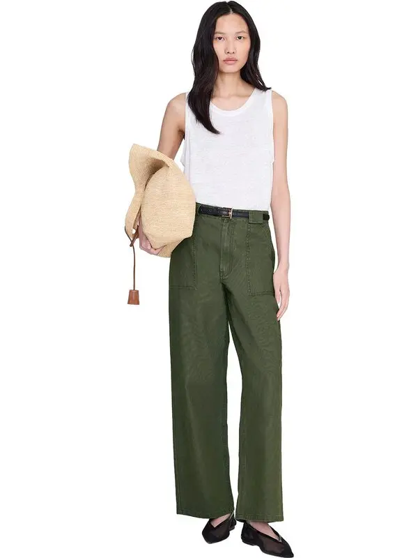 ANINE BING Grayson Utility Pants - Army Green