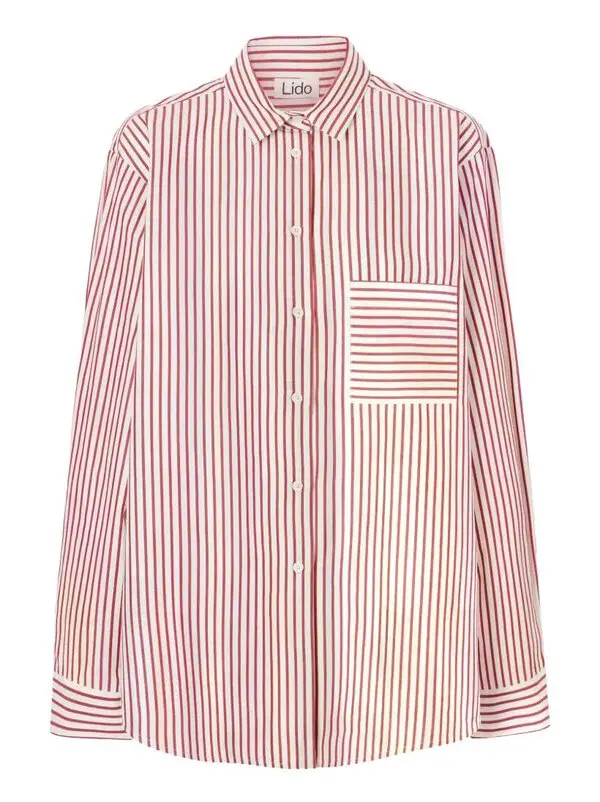 LIDO Striped Oversized Shirt - Red