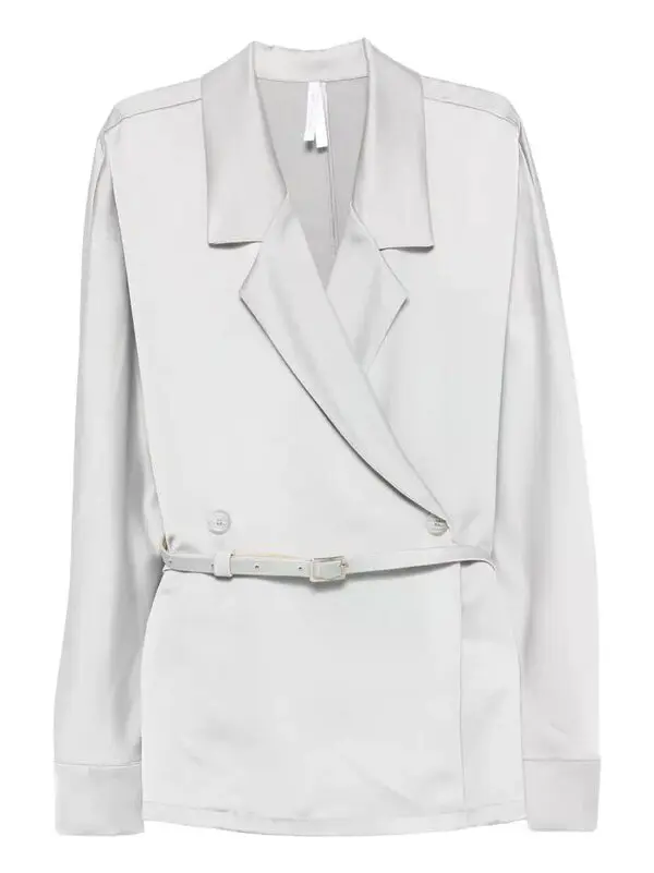 Imperial Belted Double-breasted Blazer - Grey