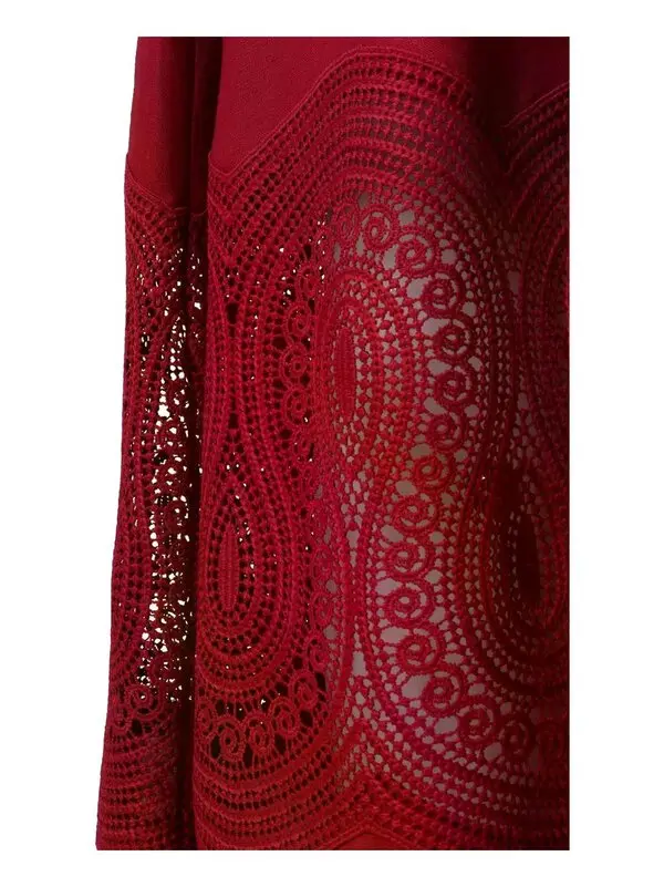 CLIPS Lace-trim Pleated Skirt - Red